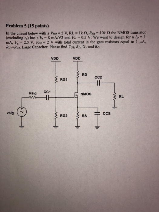 Solved Problem 5 (15 points) In the circuit below with a Vpp | Chegg.com