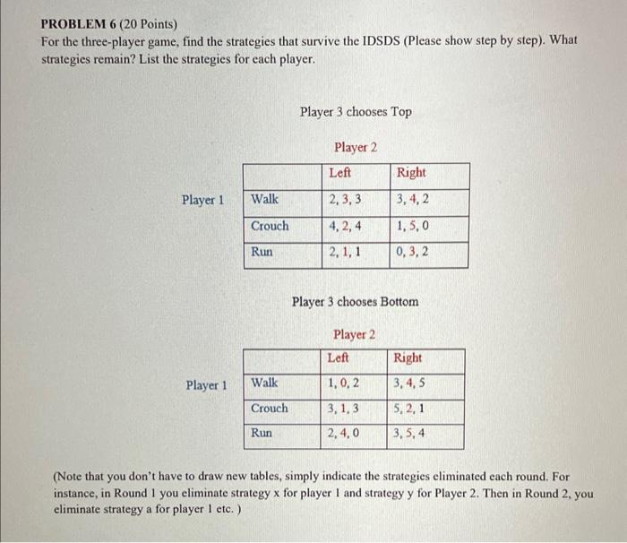Solved PROBLEM 6 (20 Points) For the three-player game, find | Chegg.com