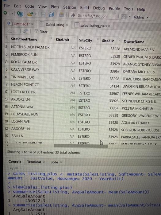 Solved Profile Tools Help RStudio File Edit Code View Plots | Chegg.com