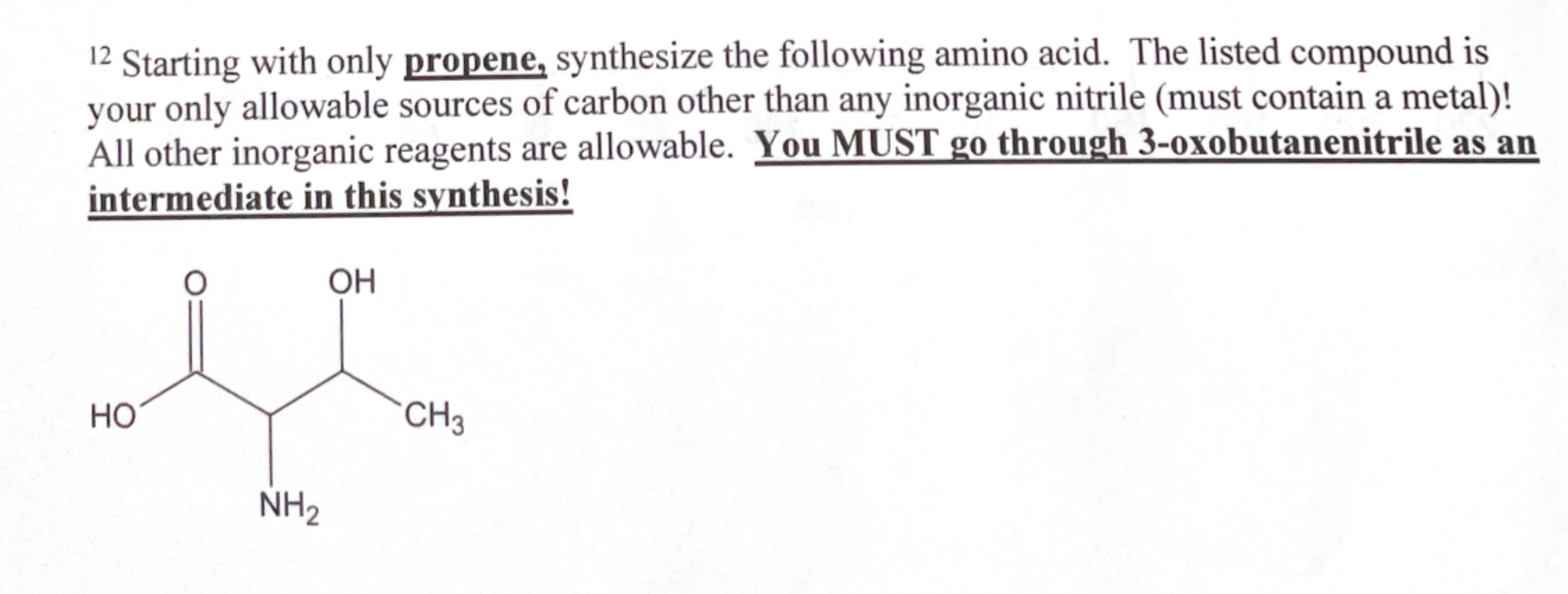 Solved Starting with only propene, synthesize the following | Chegg.com