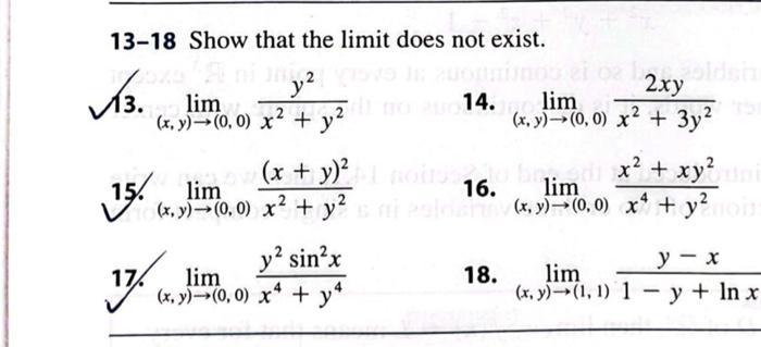 Solved 13 18 Show That The Limit Does Not Exist 13