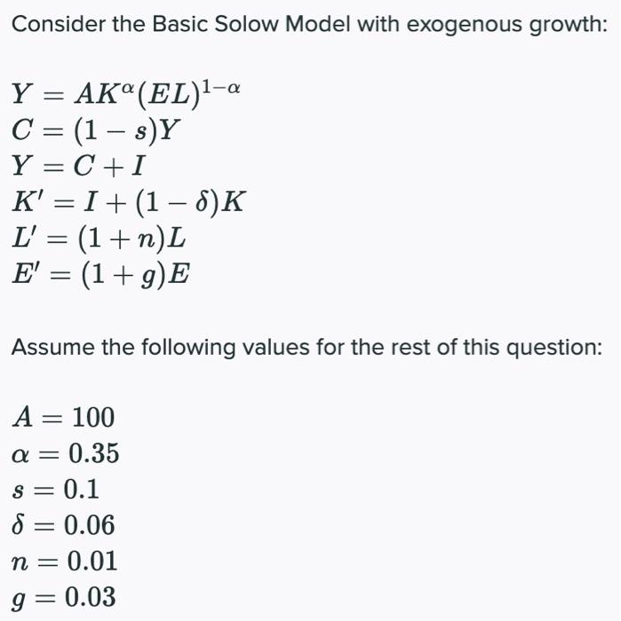 Solved 1.Compute steady state capital per effective | Chegg.com