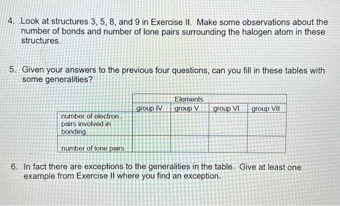 Solved Exercise I. Determining VSEPR Geometry (Use models to | Chegg.com
