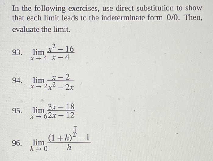 Solved In the following exercises, use direct substitution | Chegg.com