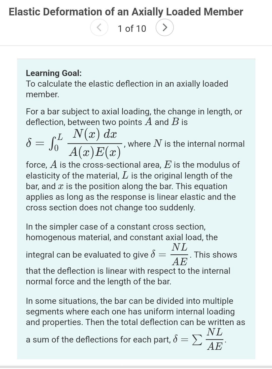 Solved Elastic Deformation of an Axially Loaded Member 1 of | Chegg.com Solved Elastic Deformation of an Axially Loaded Member 1 of | Chegg.com
