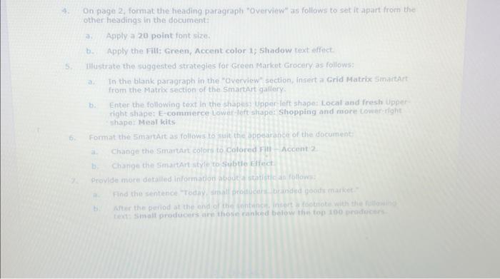 Solved 4. On page 2, format the heading paragraph "Overview" | Chegg.com