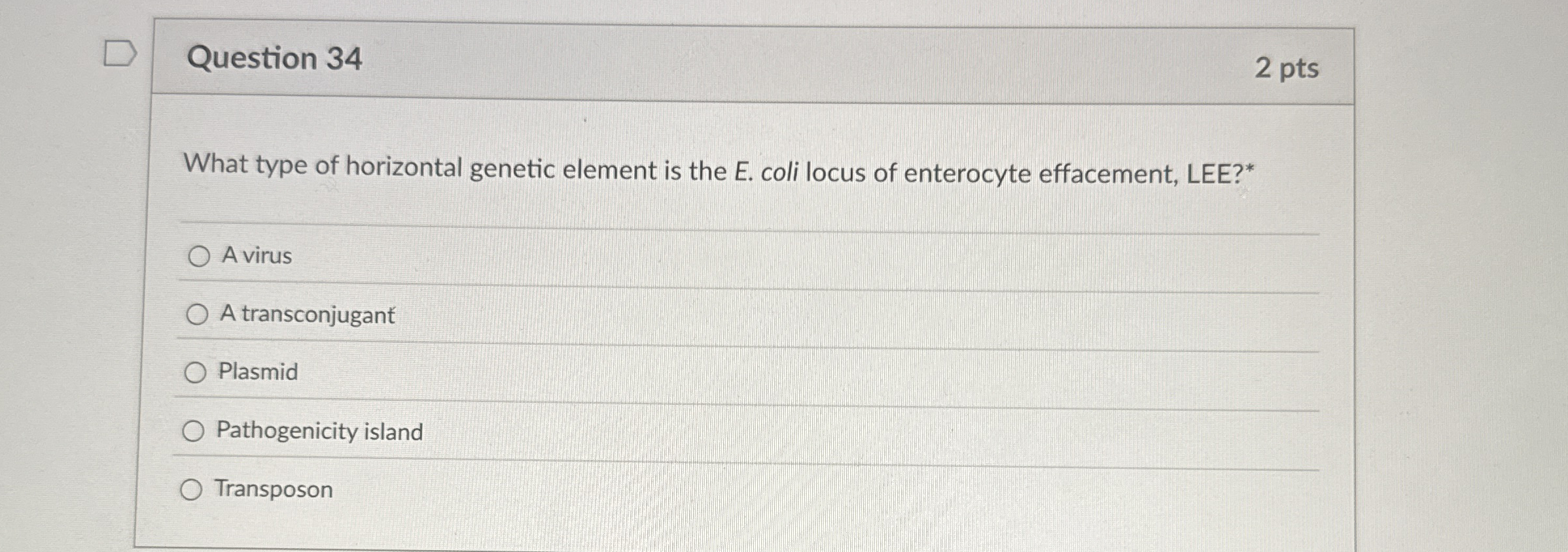 Solved Question 342 ﻿ptsWhat type of horizontal genetic | Chegg.com