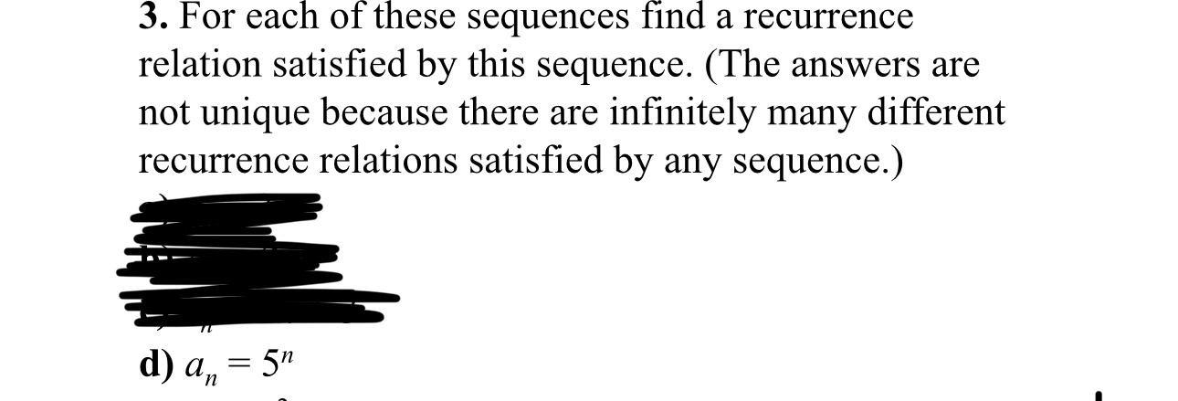 Solved For each of these sequences find a recurrence | Chegg.com