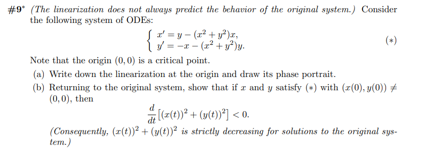 Solved #9** (The linearization does not always predict the | Chegg.com
