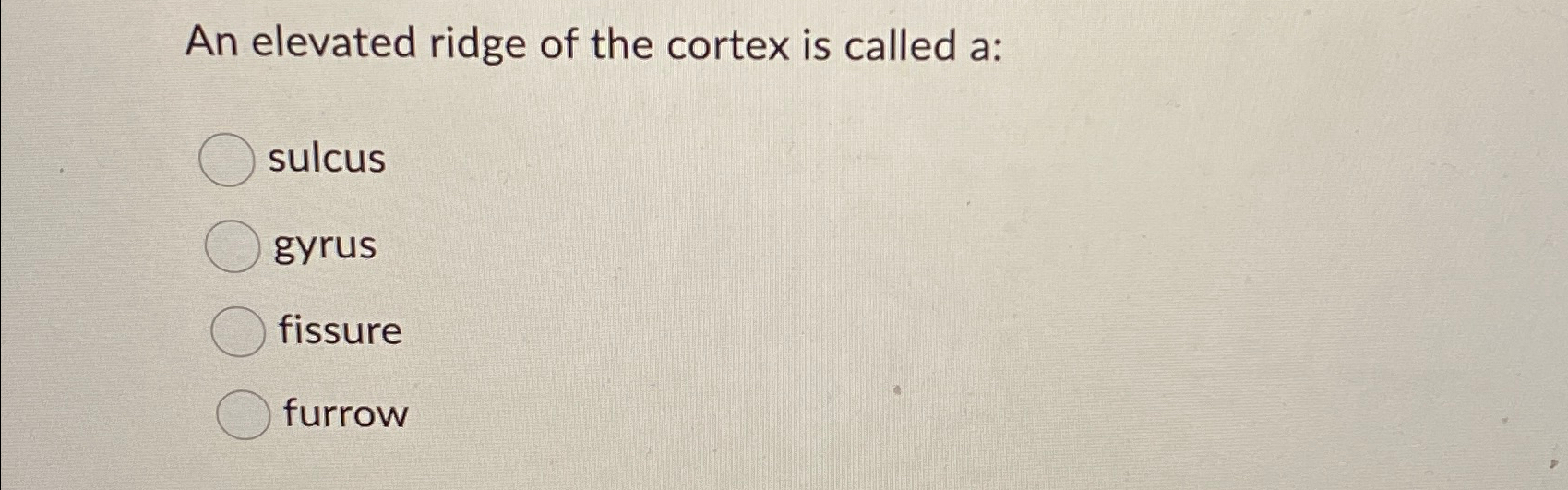 Solved An elevated ridge of the cortex is called | Chegg.com