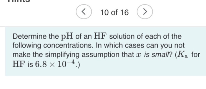 Solved ( Determine the pH of an HF solution of | Chegg.com