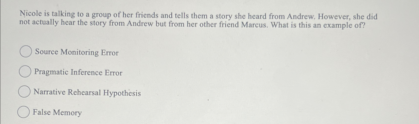 Solved Nicole is talking to a group of her friends and tells | Chegg.com