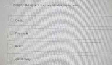 Solved income s the amount of money left after paying | Chegg.com