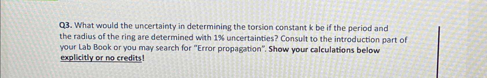 Solved In angular harmonic motion experiement in physics.Q3. | Chegg.com