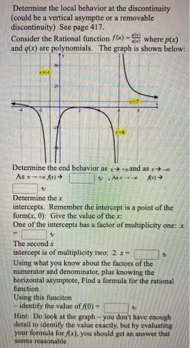 Solved Determine the local behavior at the discontinuity | Chegg.com