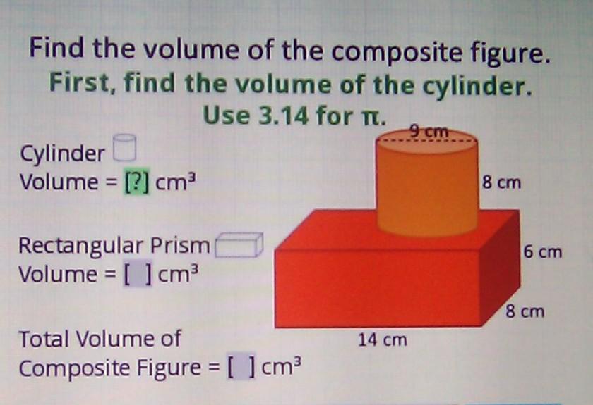 Solved Find the volume of the composite figure. First, find | Chegg.com