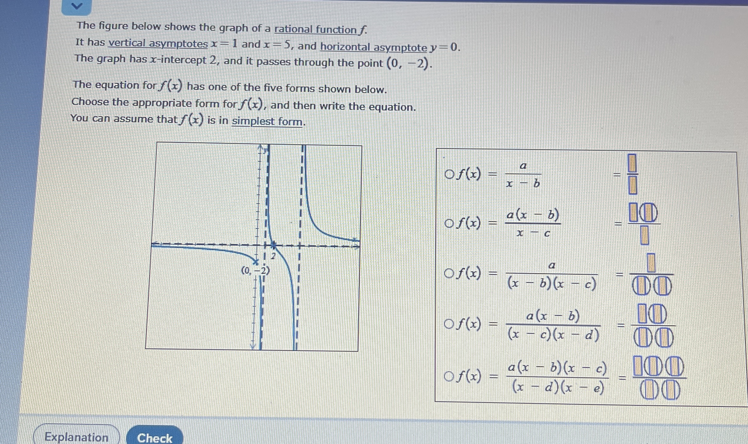 Solved The figure below shows the graph of a rational | Chegg.com