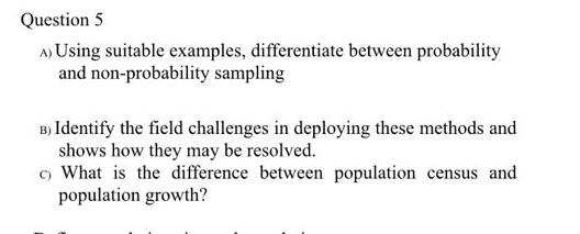 Solved Question 5 A) Using suitable examples, differentiate | Chegg.com