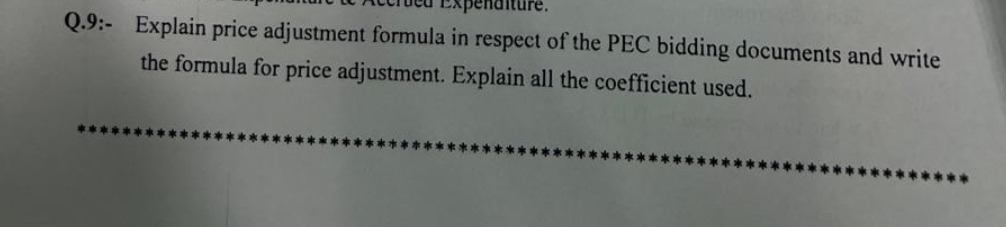 Solved Q.9:- ﻿Explain price adjustment formula in respect of | Chegg.com