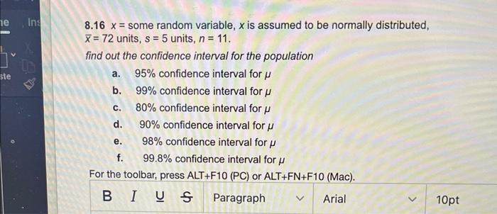 Solved 8.16x= some random variable, x is assumed to be | Chegg.com
