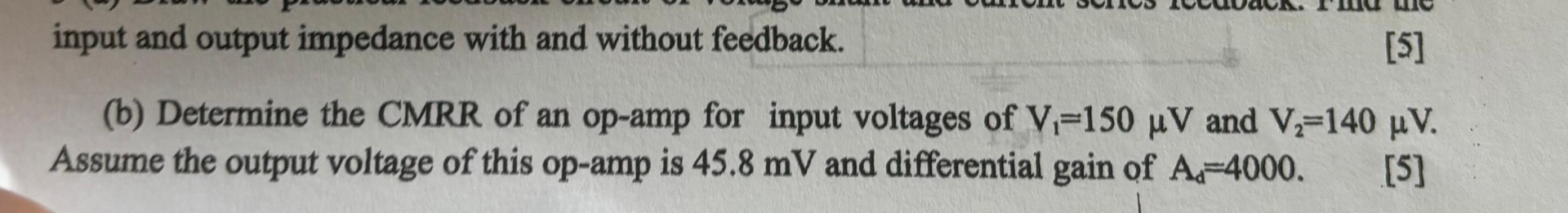 Solved (b) ﻿Determine the CMRR of an op-amp for input | Chegg.com