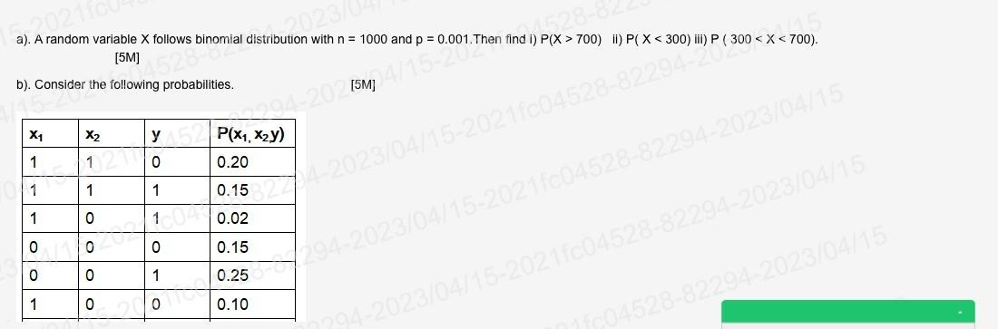 Solved a). A random variable X follows binomial distribution | Chegg.com