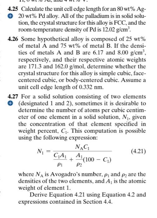 Solved 4.25 Calculate the unit cell edge length for an 80 | Chegg.com