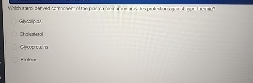 Solved Which sterol derived component of the plasma membrane | Chegg.com