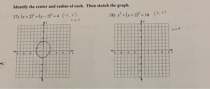 Solved Identify the center and radius of each. Then sketch | Chegg.com