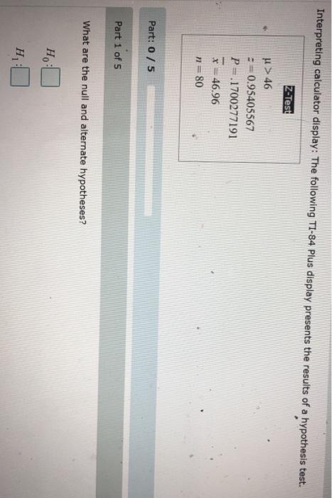 Solved Interpreting calculator display: The following TI-84 | Chegg.com