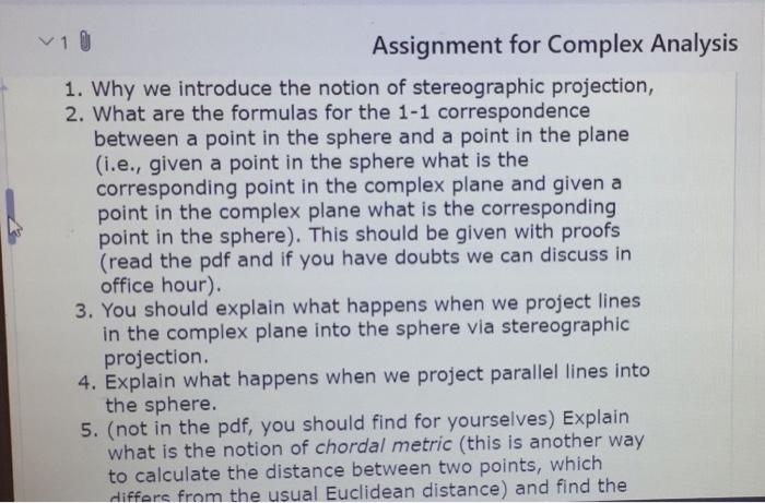 Solved V10 Assignment for Complex Analysis 1. Why we | Chegg.com