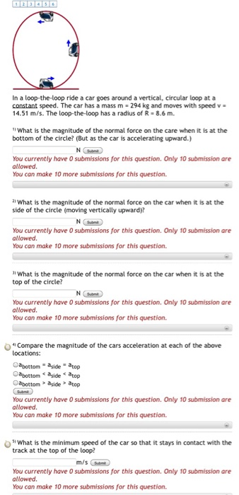 Solved In a loop-the-loop ride a car goes around a vertical, | Chegg.com