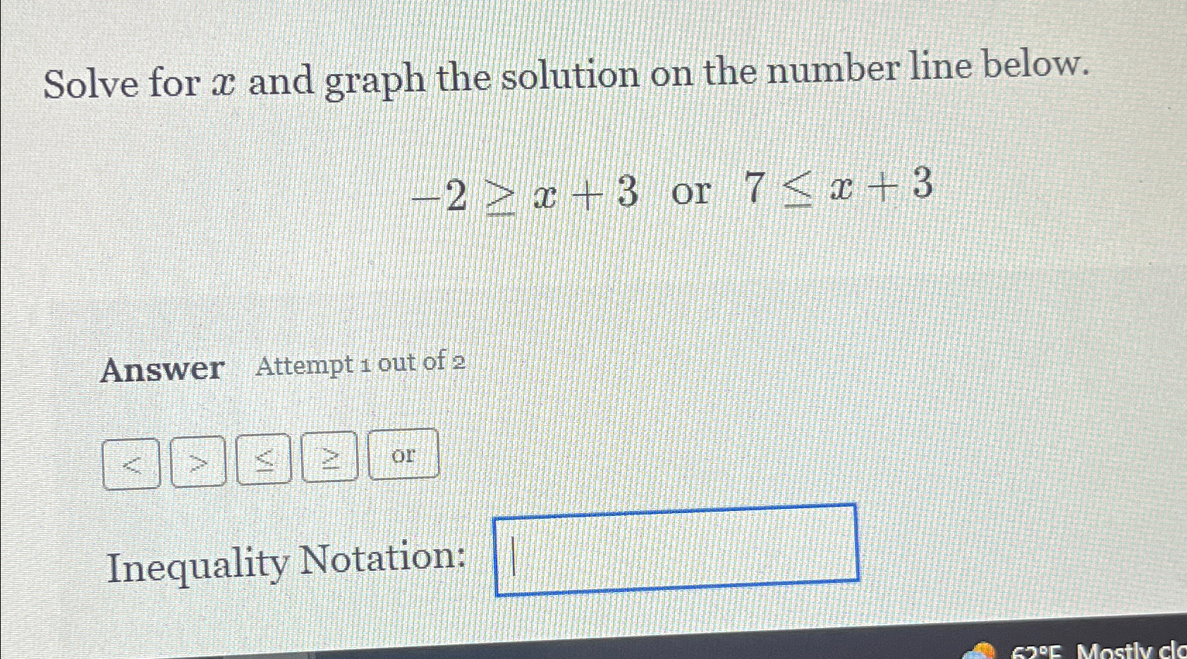 Solved Solve for x ﻿and graph the solution on the number | Chegg.com