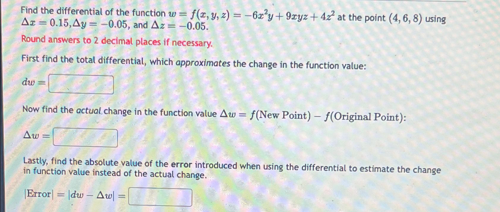 Solved Find the differential of the function | Chegg.com