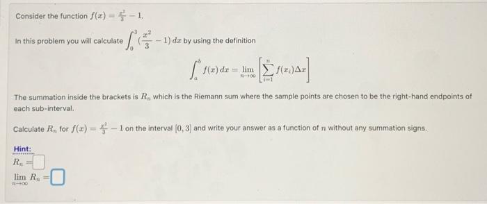 Solved Consider the function f(x)=3x2−1. In this problem you | Chegg.com
