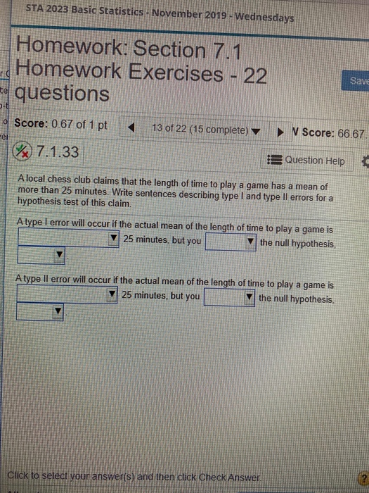 Solved STA 2023 Basic Statistics - November 2019 - | Chegg.com