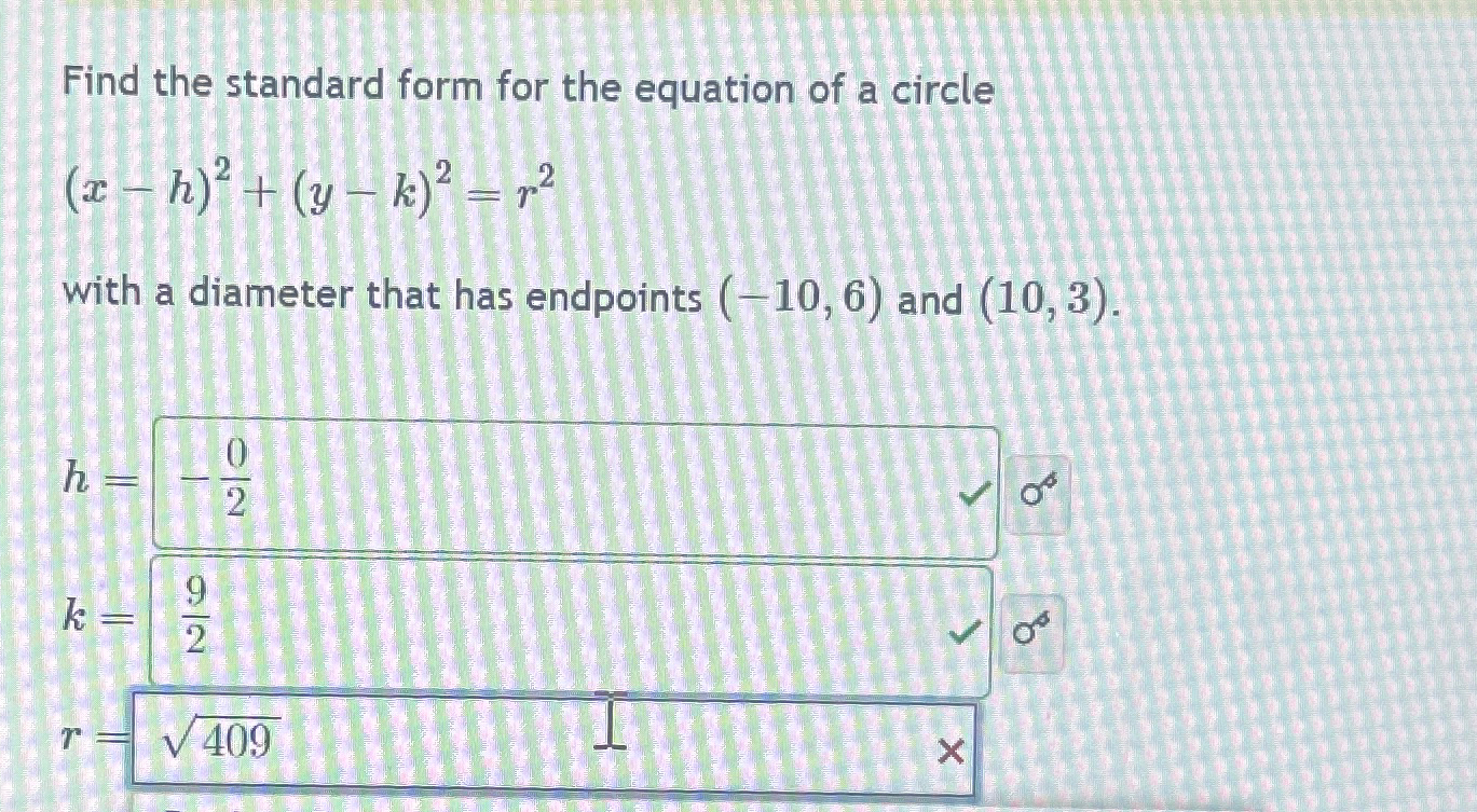 Solved Find the standard form for the equation of a | Chegg.com