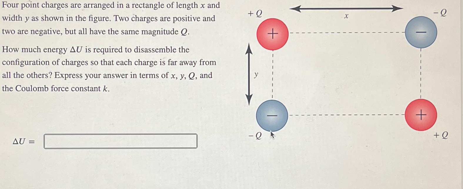 Solved Four point charges are arranged in a rectangle of | Chegg.com