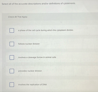 Solved Select all of the accurate descriptions and/or | Chegg.com