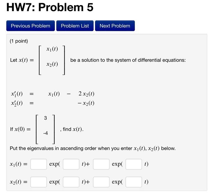 Solved HW7: Problem 5 Previous Problem Problem List Next | Chegg.com