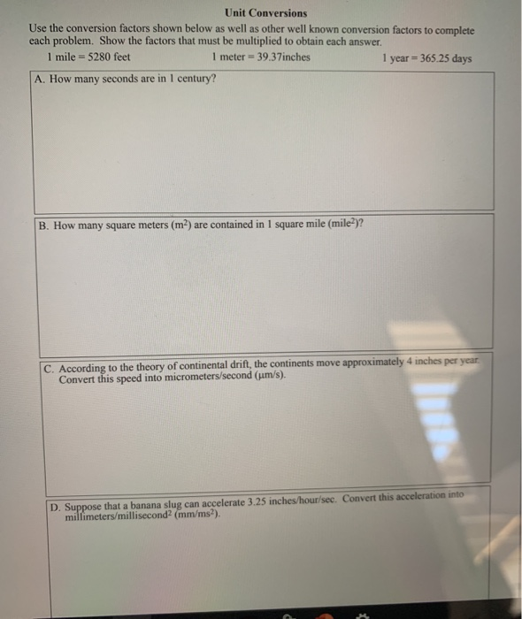 Solved Unit Conversions Use the conversion factors shown | Chegg.com