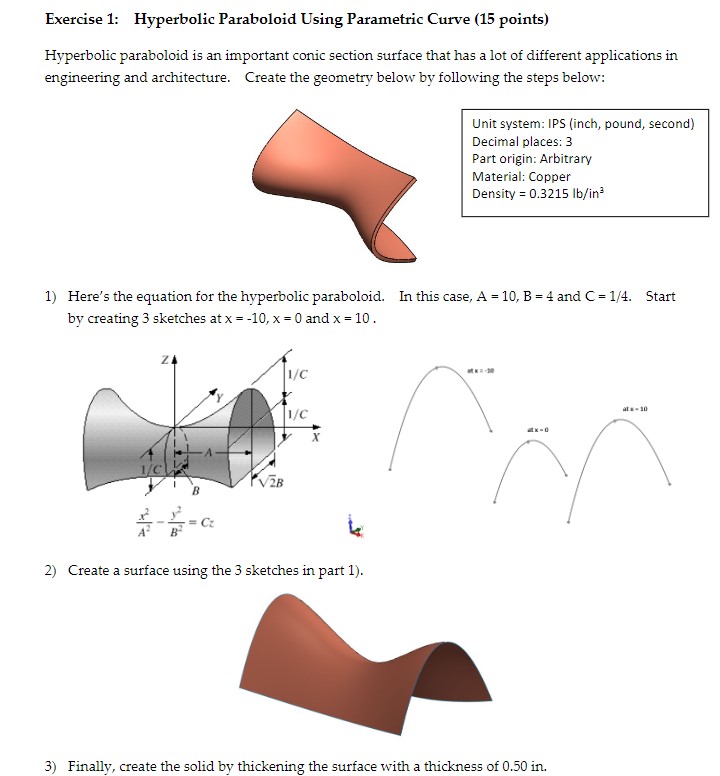 Exercise 1 Hyperbolic Paraboloid Using Parametric