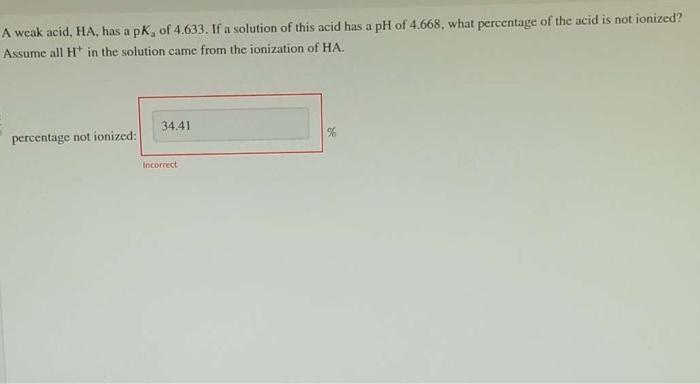 Solved A weak acid, HA, has a \\( \\mathrm{p} K_{a} \\) of | Chegg.com