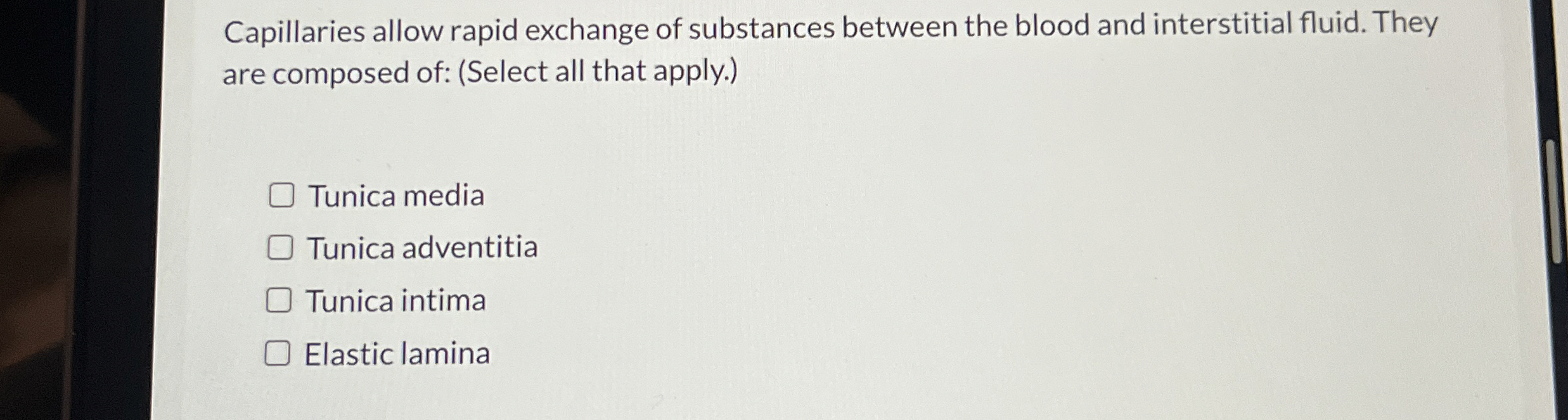 Solved Capillaries allow rapid exchange of substances | Chegg.com