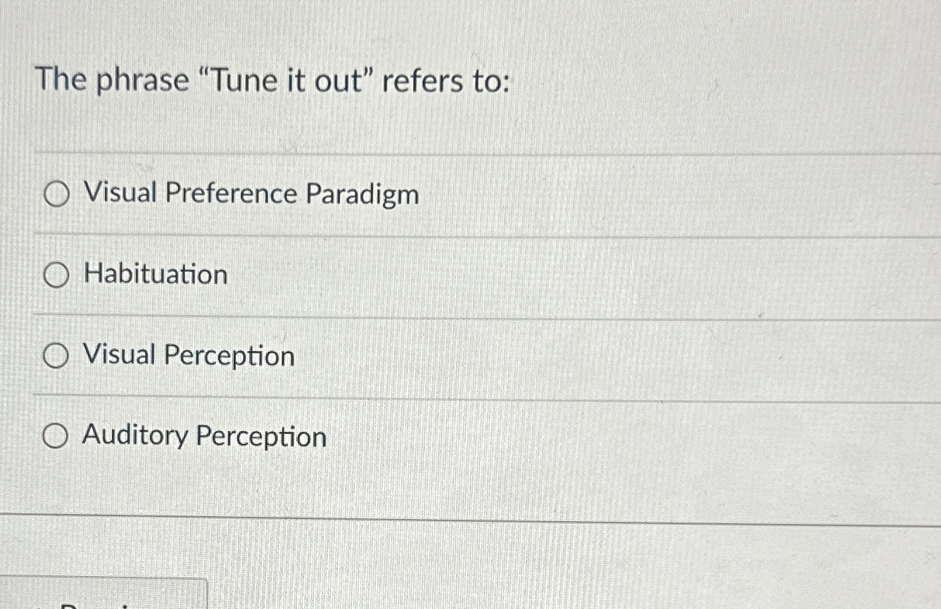 Solved The phrase "Tune it out" refers to:Visual Preference | Chegg.com