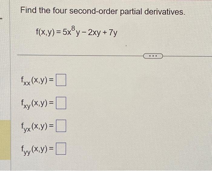 Find the four second-order partial derivatives. | Chegg.com