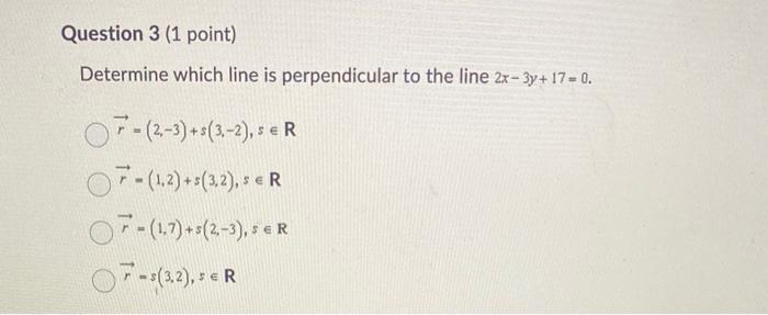 Solved Determine which line is perpendicular to the line | Chegg.com