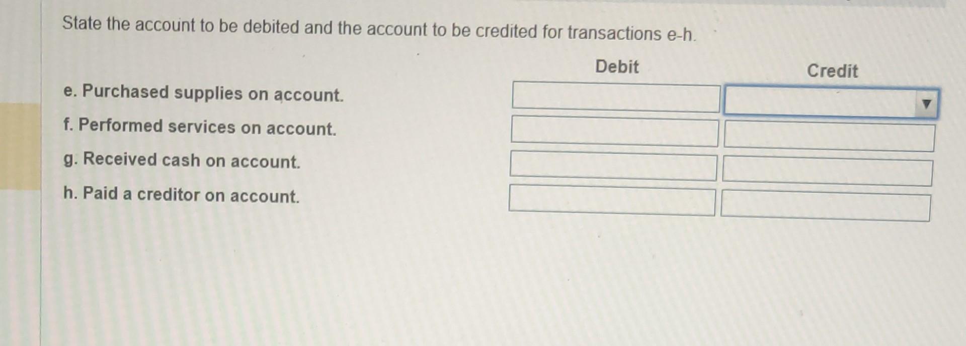 Solved State the account to be debited and the account to be | Chegg.com