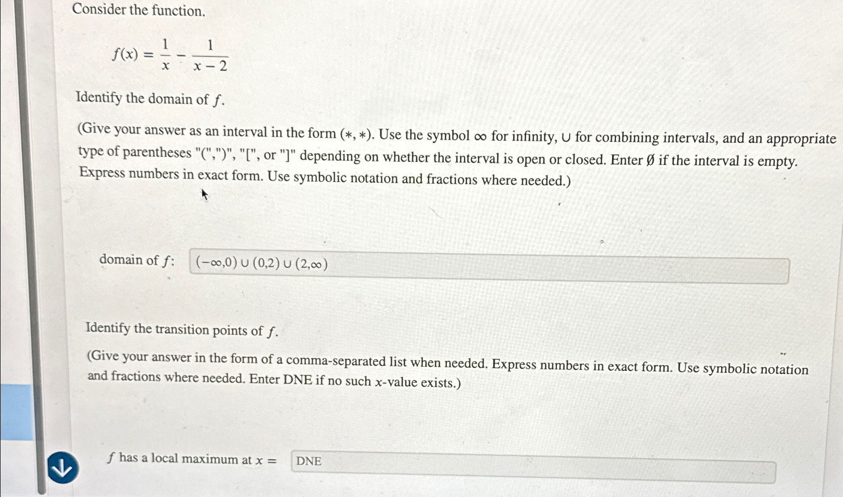 Solved Consider the function.f(x)=1x-1x-2Identify the domain | Chegg.com