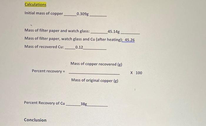 Solved Lab Report Experiment 5: Chemistry of Copper | Chegg.com